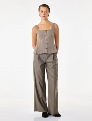 Koton Square Neck Sleeveless Peplum Top With Front Button Closure
