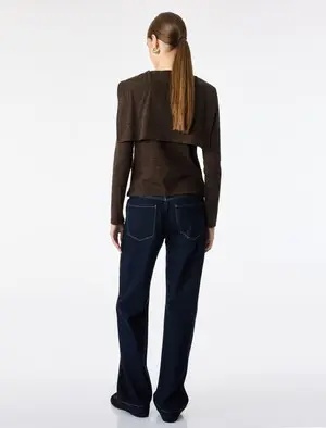 Koton Long Sleeve Tie-front Shawl Collar Top