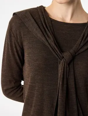 Koton Long Sleeve Tie-front Shawl Collar Top