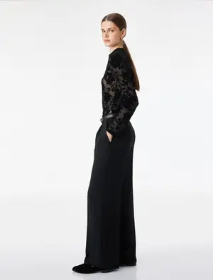 Koton Long Sleeve High Qipao Neck Floral Mesh Top