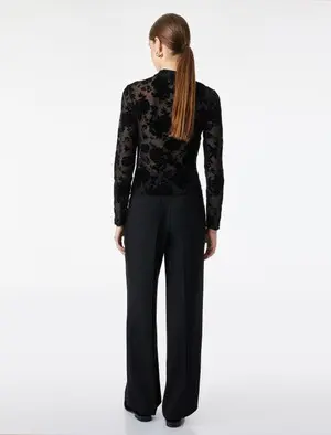 Koton Long Sleeve High Qipao Neck Floral Mesh Top