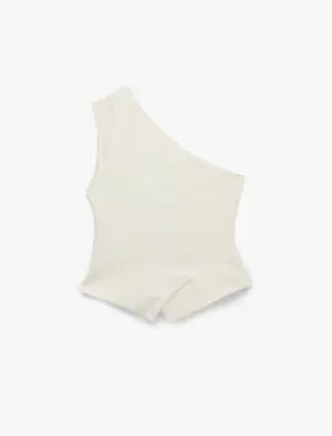 Koton Linen Blend One-shoulder Sleeveless Draped Top
