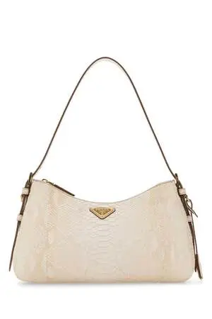 Prada Ivory Leather Aimee Shoulder Bag - White