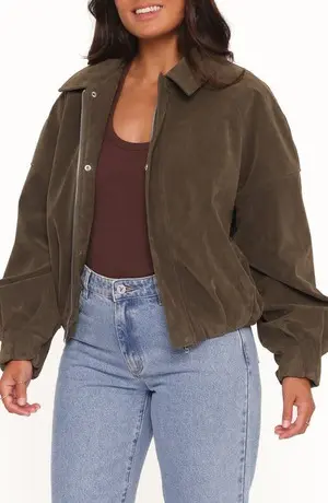 PETAL & PUP Jensen Faux Suede Bomber Jacket