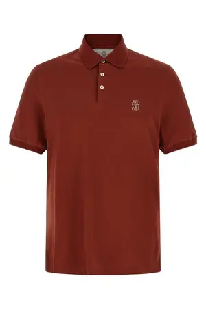 Brunello Cucinelli Logo Embroidery Polo Shirt - Red
