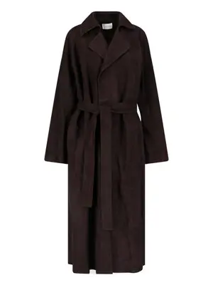 THE ROW Coat In Suede "solana - Brown