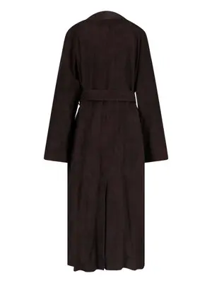 THE ROW Coat In Suede "solana - Brown