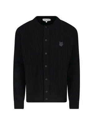 Maison Kitsuné Merino Wool Cardigan "fox Head - Black
