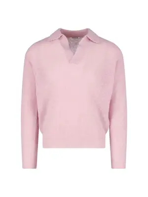 Auralee V-neck Polo - Pink