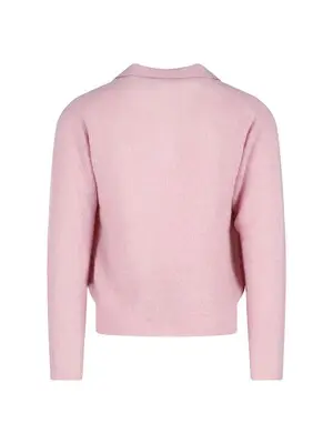 Auralee V-neck Polo - Pink