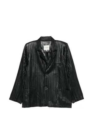 GONGDID DESIGN Faux Leather Blazer - Black