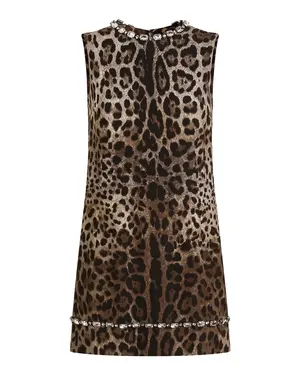 Dolce & Gabbana Printed Cady Embellished Dress