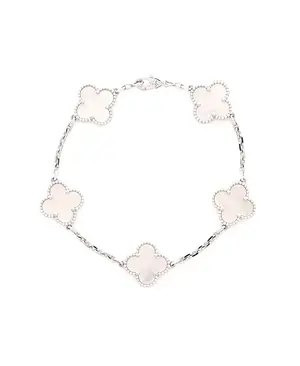 VAN CLEEF & ARPELS Vintage Alhambra 5 Motifs Bracelet 18k White Gold And Mother Of Pearl
