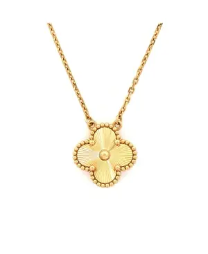 VAN CLEEF & ARPELS Vintage Alhambra Pendant Necklace Guilloche 18k