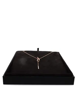 Hermès Small Ever Chaine D'ancre Lariat Necklace 18k Rose Gold With Diamonds - Pink
