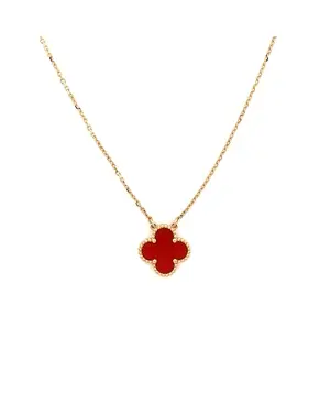 VAN CLEEF & ARPELS Vintage Alhambra Pendant Necklace 18k And Carnelian - Gold