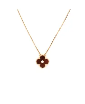 VAN CLEEF & ARPELS Vintage Alhambra Pendant Necklace 18k Rose Gold And Bull's Eye With Diamond - Pink
