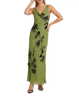Nasty Gal Cowl Embellished Ruched Side Maxi Dress