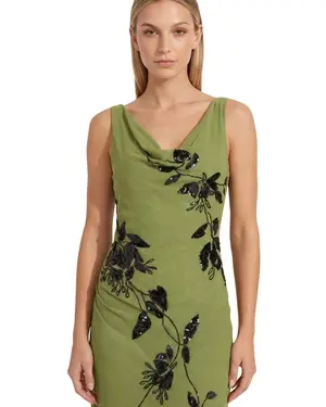 Nasty Gal Cowl Embellished Ruched Side Maxi Dress
