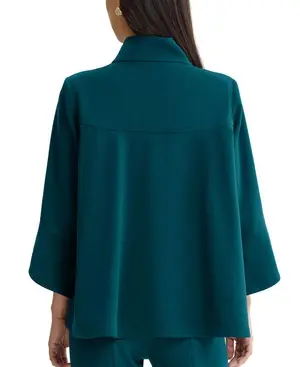 Ming Wang Plus Button Front Bell Sleeve Deco Crepe Jacket