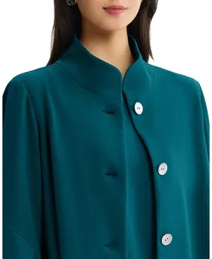 Ming Wang Plus Button Front Bell Sleeve Deco Crepe Jacket