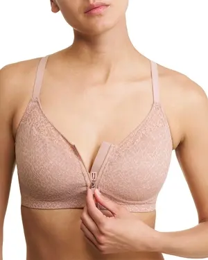 Natori Pretty Smooth Zip Front Pocketed Mastectomy Wireless Bra