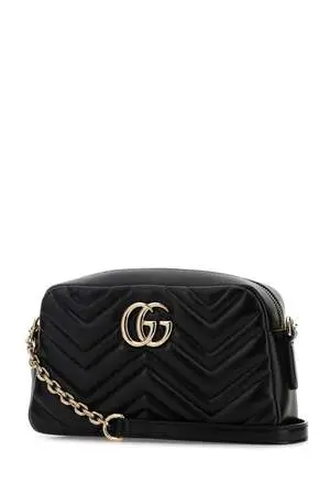 Gucci Nappa Leather Gg Marmont Crossbody Bag - Black
