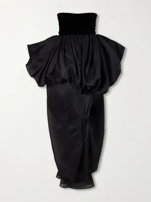 Khaite Bronte Draped Silk-organza Midi Dress