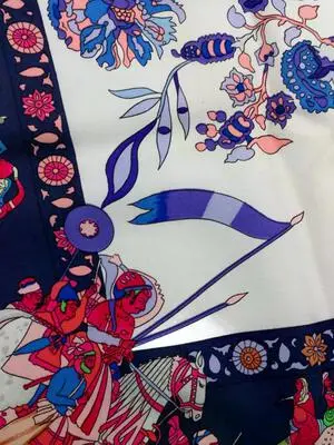 Hermès 20th Century Fantaisies Indiennes Silk Scarf 90 Scarves - Blue