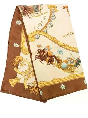 Hermès 1990-2010 Plumes Et Grelots Silk Scarf 90 Scarves - Neutrals