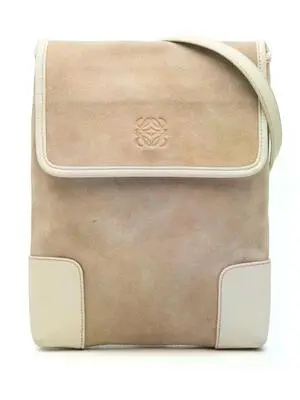 Loewe 2003 Suede Anagram Crossbody Bag - Neutrals