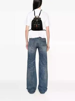 Gucci 20th Century Suede Bamboo Drawstring Backpack - Black