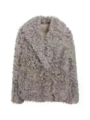 BLANCHA Short Shearling-effect Notch-lapel Coat
