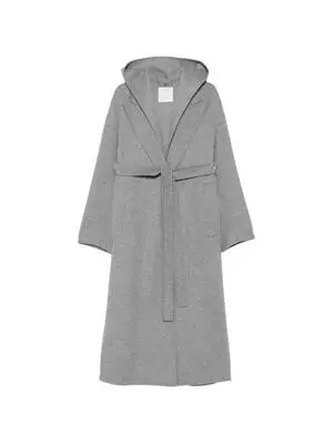 Sportmax Hooded Belted Coat - Grey