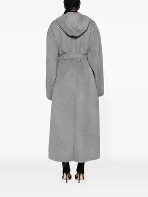 Sportmax Hooded Belted Coat - Grey