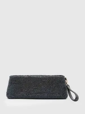 REISS Olga Crystal Embellished Pouch Clutch Bag - Navy