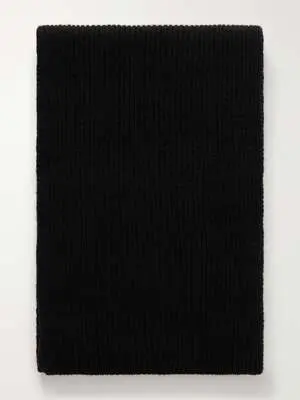 Johnstons Of Elgin Ribbed Cashmere Scarf - Black