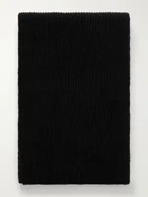 Johnstons Of Elgin Ribbed Cashmere Scarf - Black