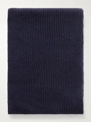 Johnstons Of Elgin Ribbed Cashmere Scarf - Blue