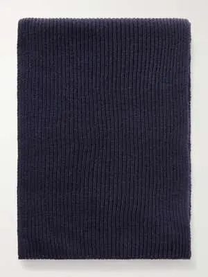 Johnstons Of Elgin Ribbed Cashmere Scarf - Navy