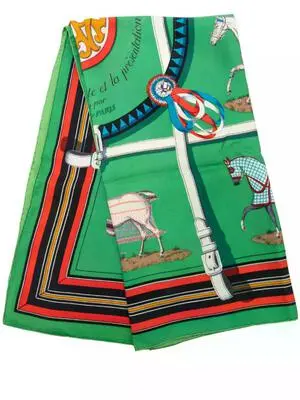 Hermès 20th Century Couvertures Et Tenues De Jour Silk Scarf 90 Scarves - Green