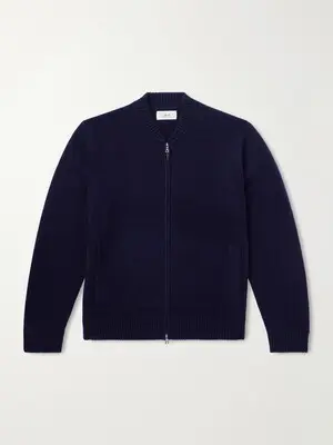 Mr P. Brushed Cashmere Zip-up Cardigan - Blue