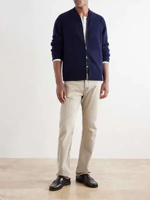 Mr P. Brushed Cashmere Zip-up Cardigan - Navy