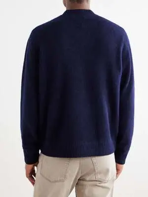 Mr P. Brushed Cashmere Zip-up Cardigan - Navy