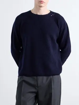 SECOND / LAYER Distressed Waffle-knit Wool And Cashmere-blend Sweater