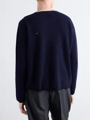 SECOND / LAYER Distressed Waffle-knit Wool And Cashmere-blend Sweater