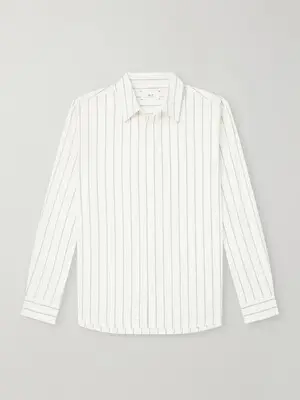 Mr P. Striped Cotton And Silk-blend Shirt - White