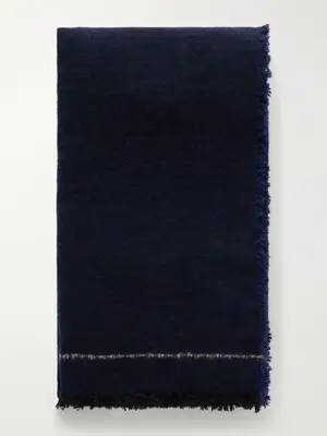 Johnstons Of Elgin Usan Frayed Cashmere Scarf - Blue