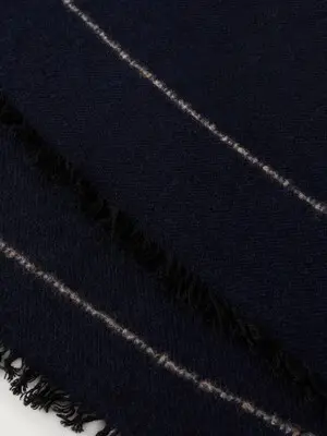 Johnstons Of Elgin Usan Frayed Cashmere Scarf - Blue