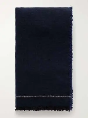 Johnstons Of Elgin Johnstons Of Elgin - Usan Frayed Cashmere Scarf - Men - Blue Navy